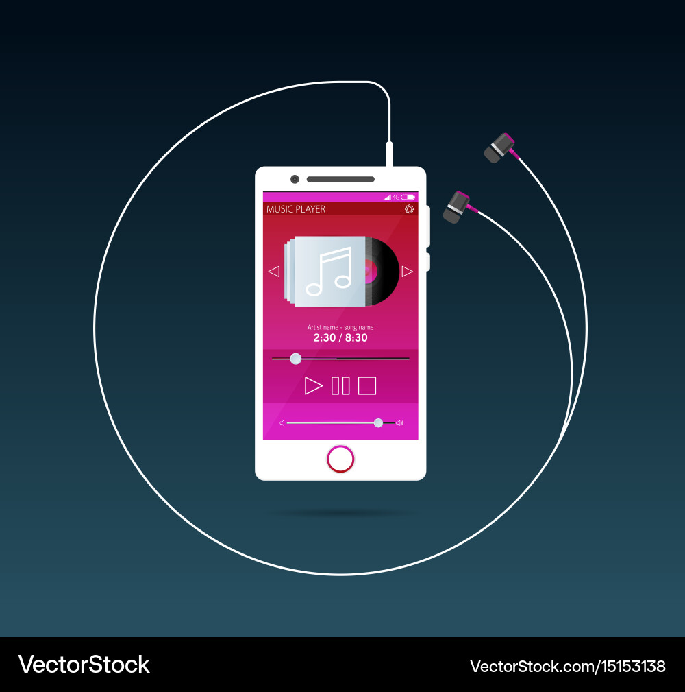 With a mobile phone in flat style musical Vector Image