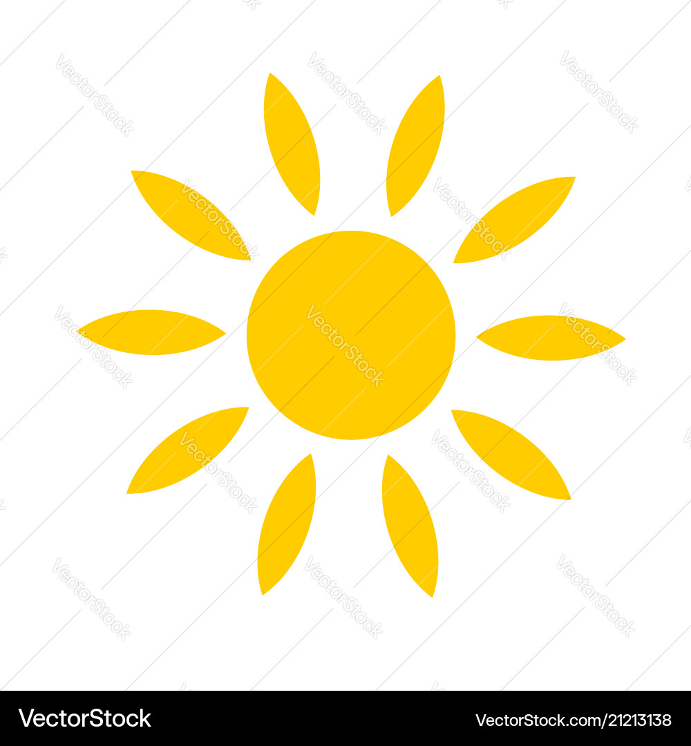 Yellow sun icon isolated on white background Vector Image