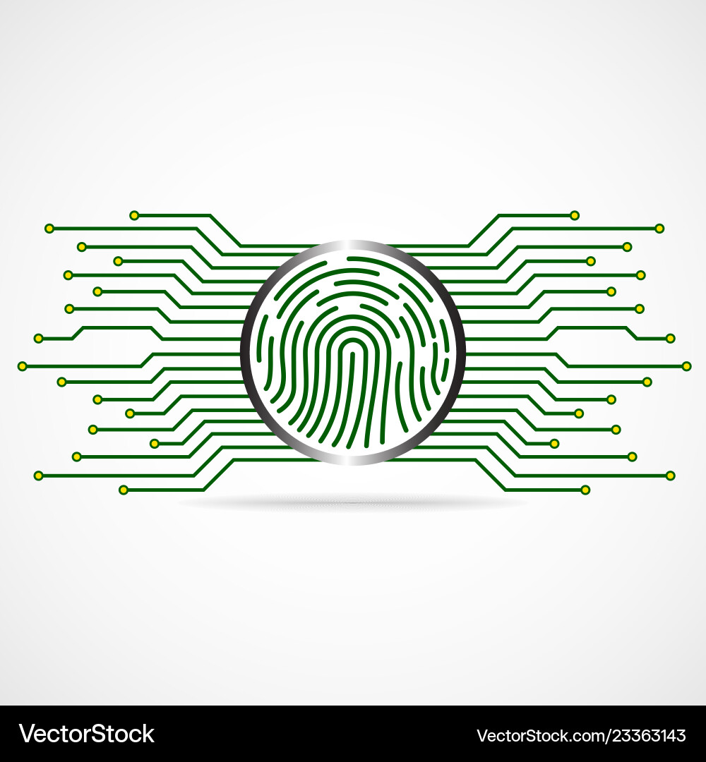 Abstract sign fingerprint with circuit board Vector Image