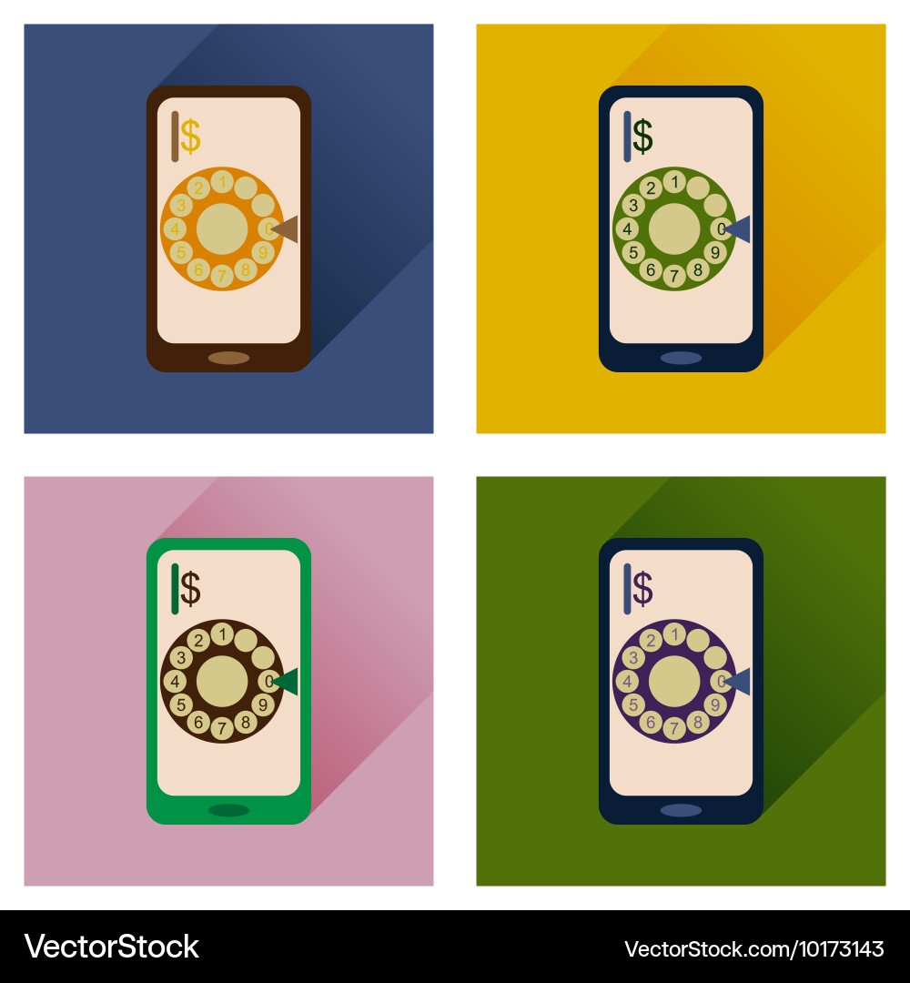 Concept of flat icons with long shadow mobile call