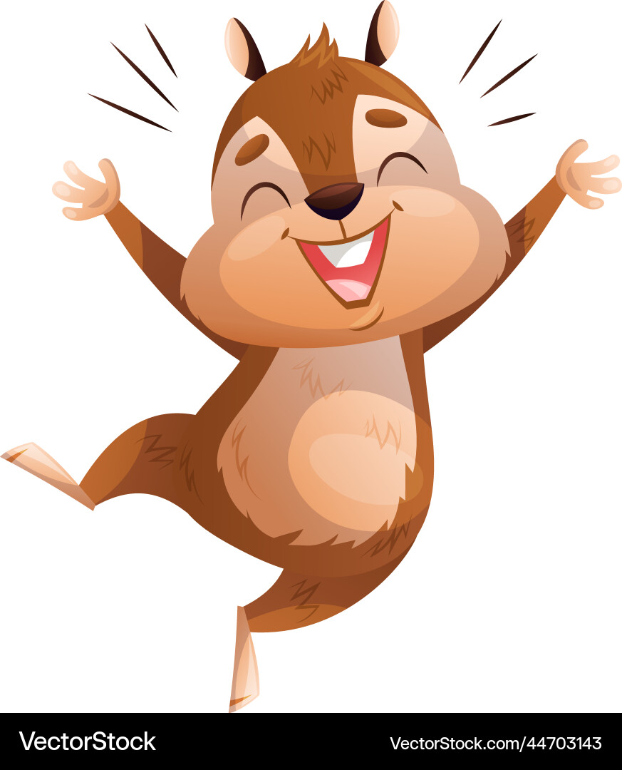 Funny chipmunk character with cute snout jumping Vector Image