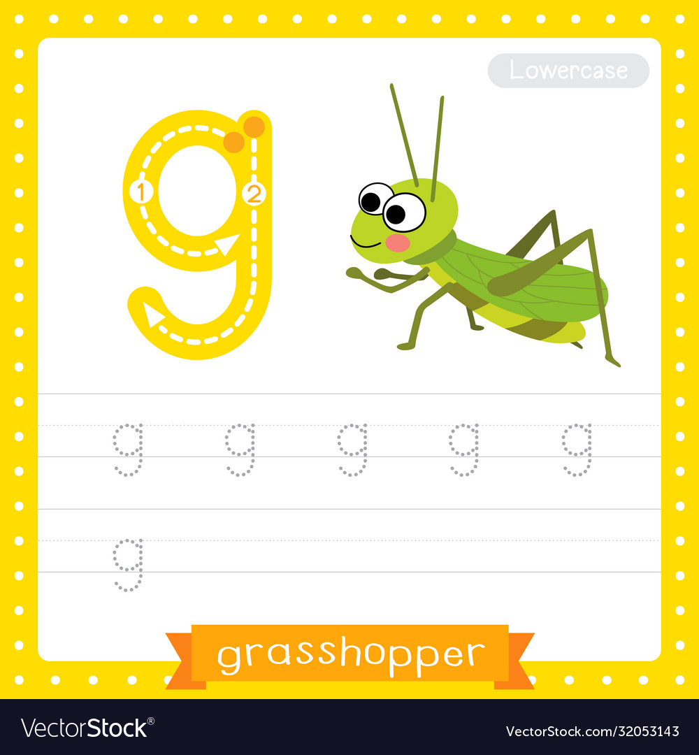 Letter g lowercase tracing practice worksheet Vector Image Letter g lowercase tracing practice worksheet Vector Image