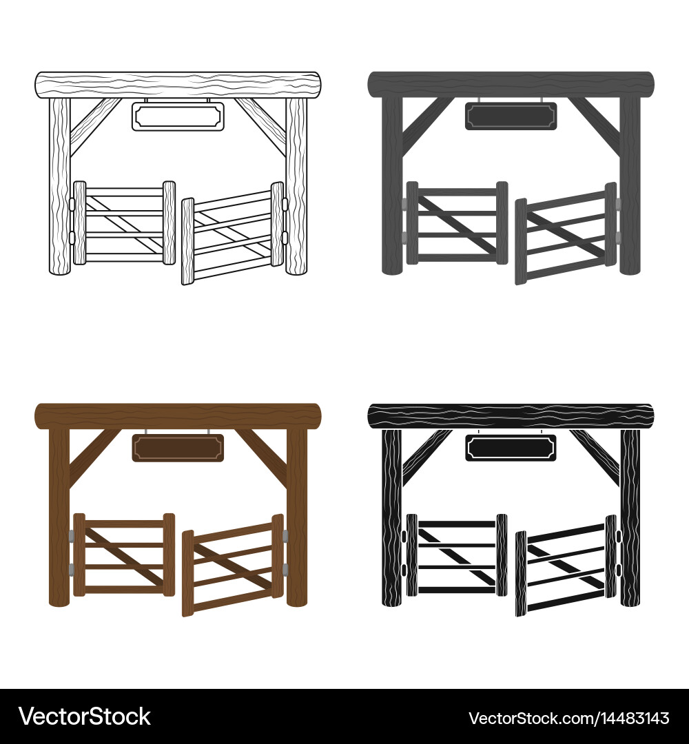 Paddock gate icon in cartoon style isolated Vector Image