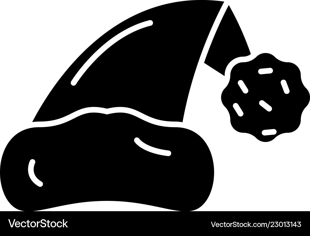 Santa claus hat black icon sign Royalty Free Vector Image