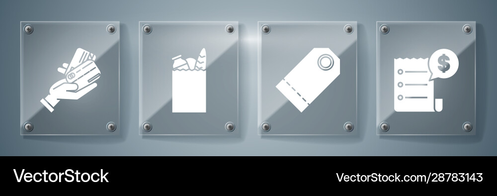 Set paper check and financial check blank label Vector Image