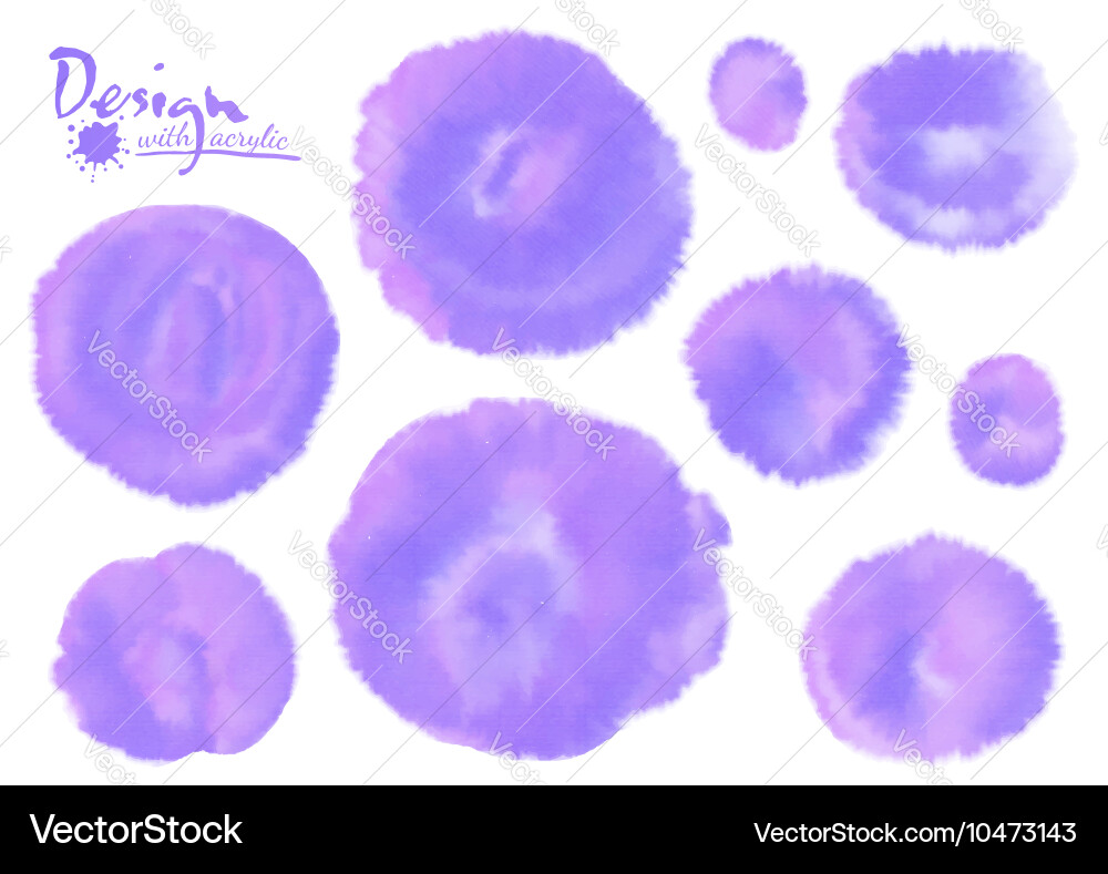 Violet acrylic paint isolated stains set Vector Image