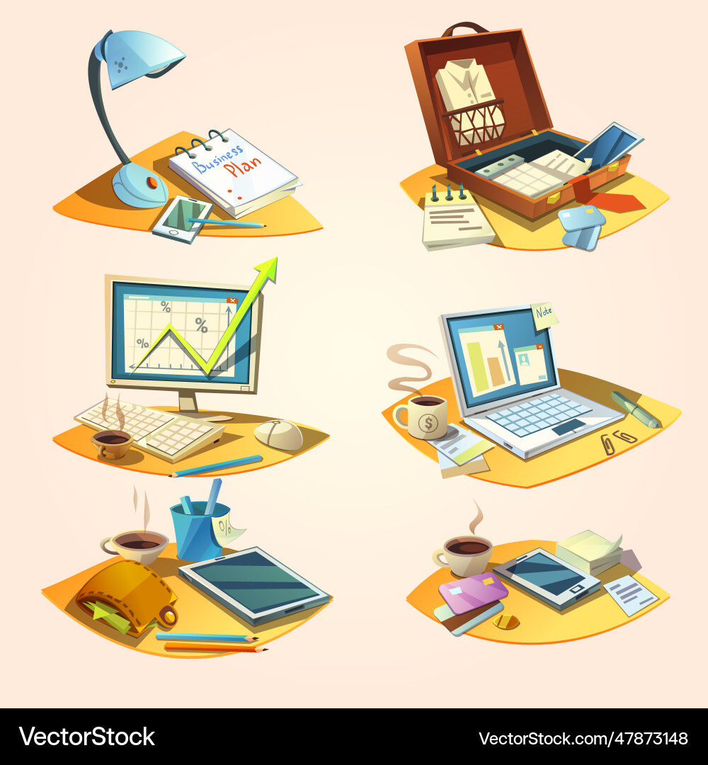 Business retro cartoon set Royalty Free Vector Image