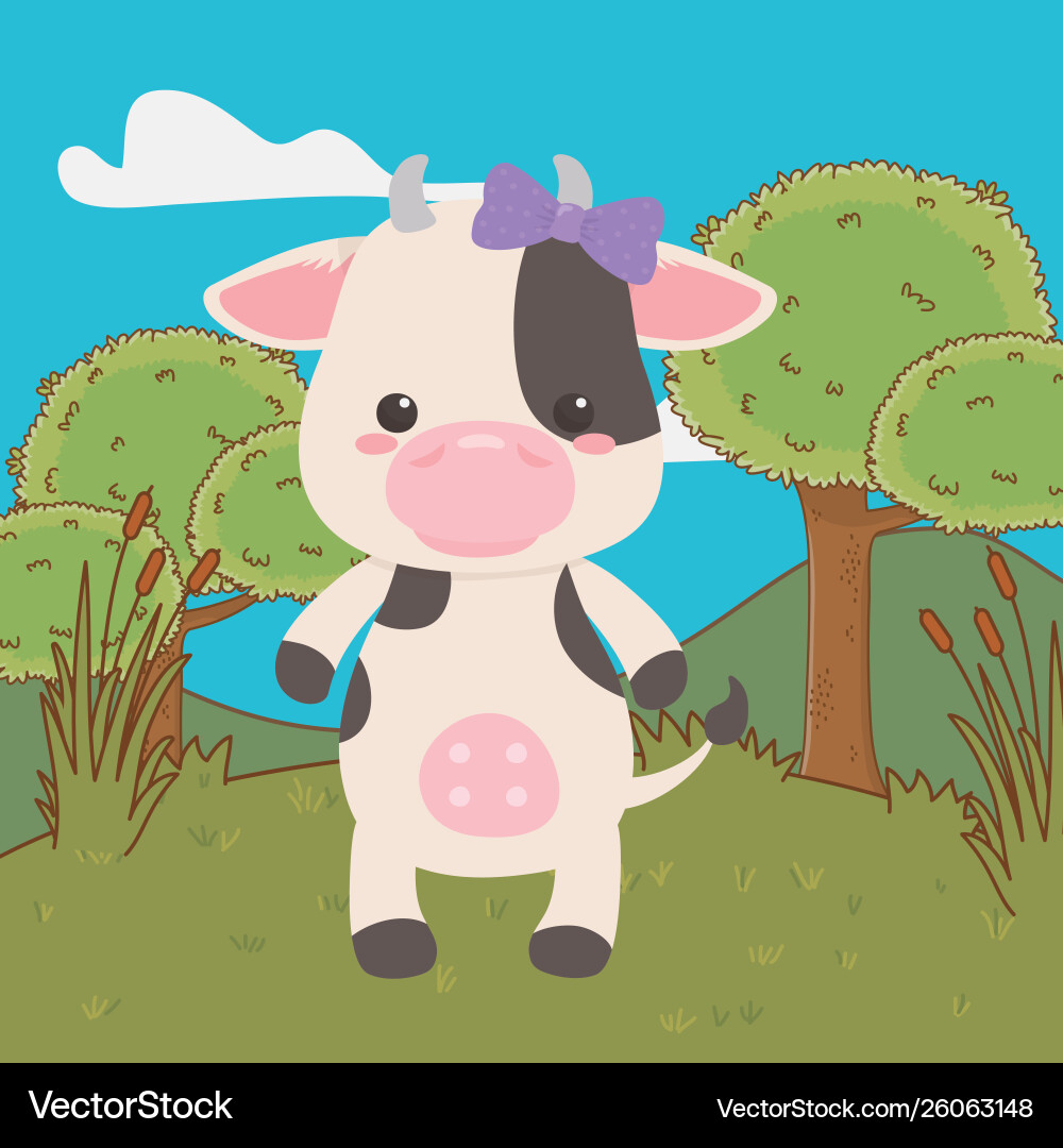 Cow cartoon with bowtie design Royalty Free Vector Image