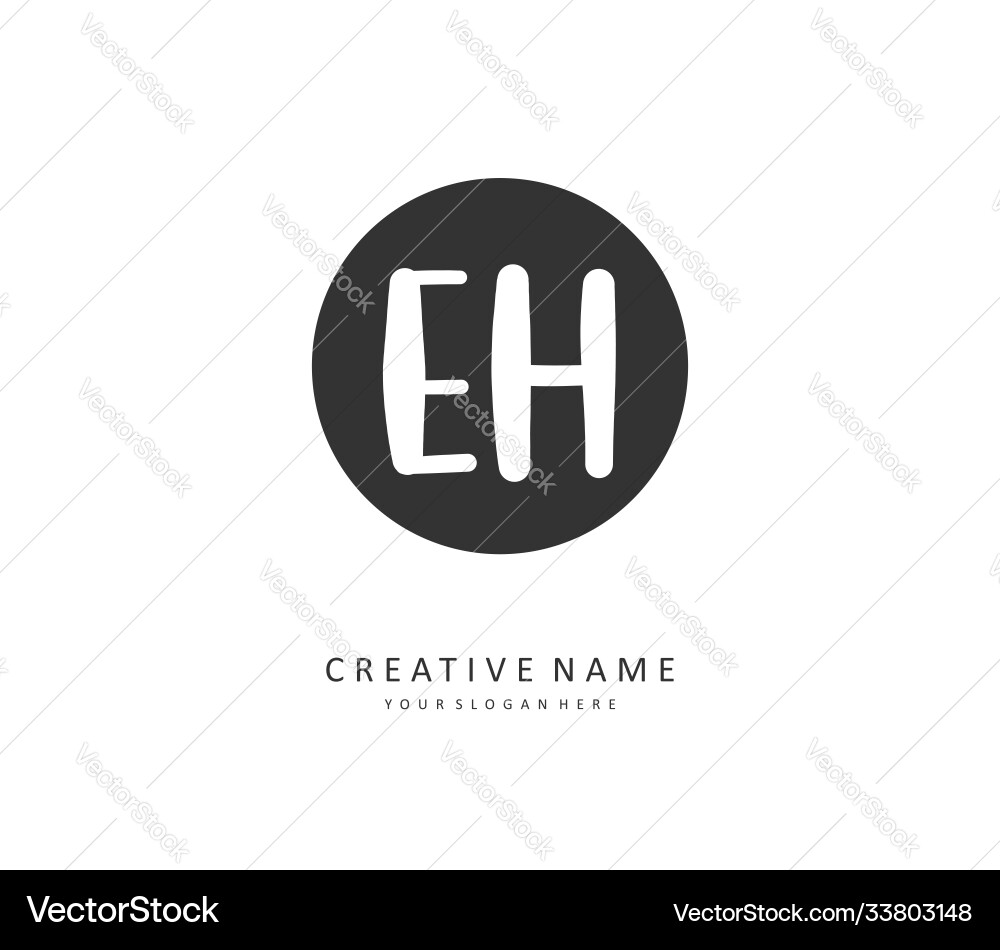 E h eh initial letter handwriting and signature Vector Image