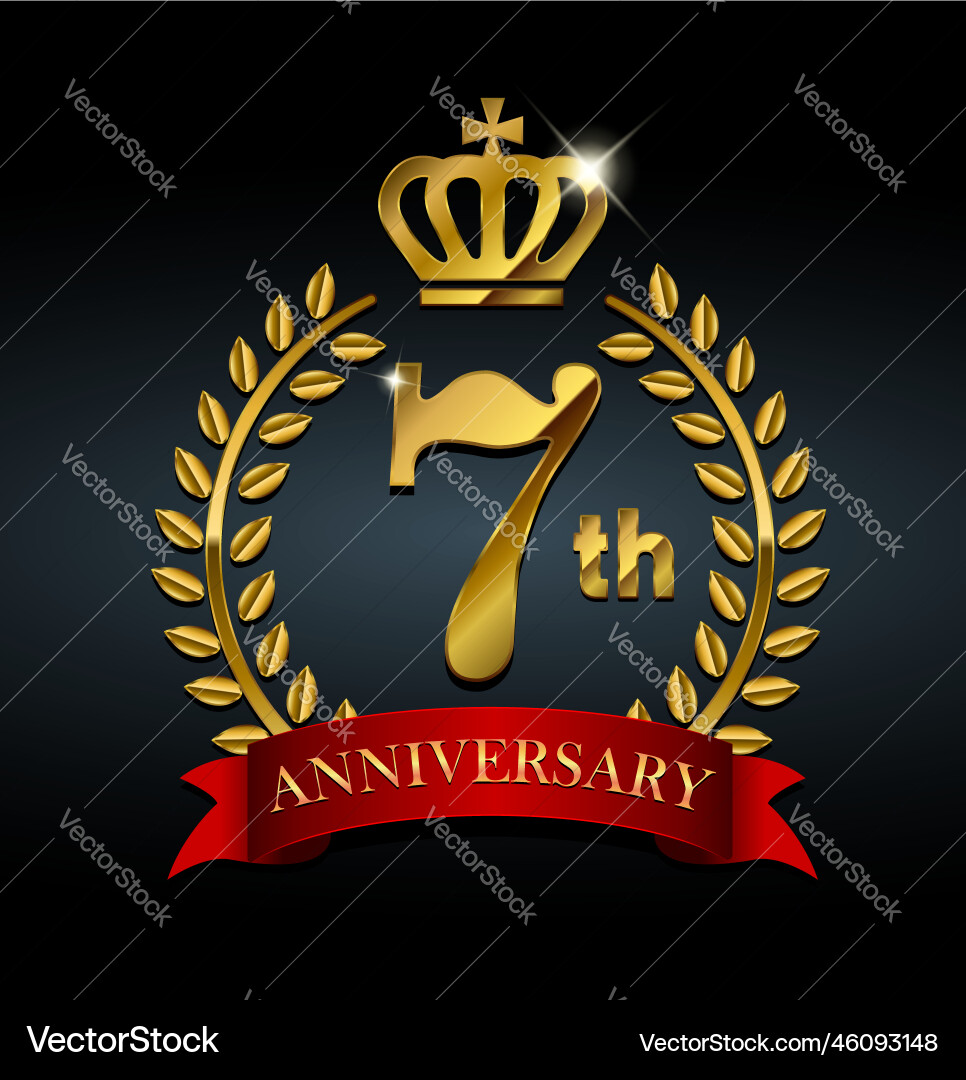 Golden anniversary medal icon 7th Royalty Free Vector Image