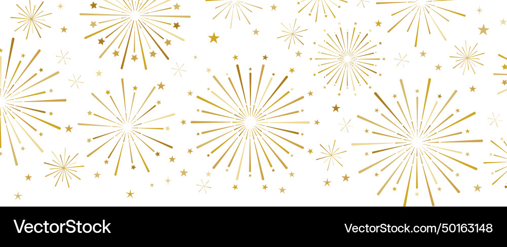 Golden firework banner with stars isolated Vector Image