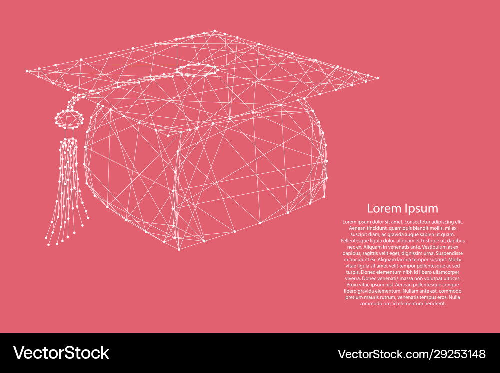 Graduation cap from abstract futuristic polygonal Vector Image