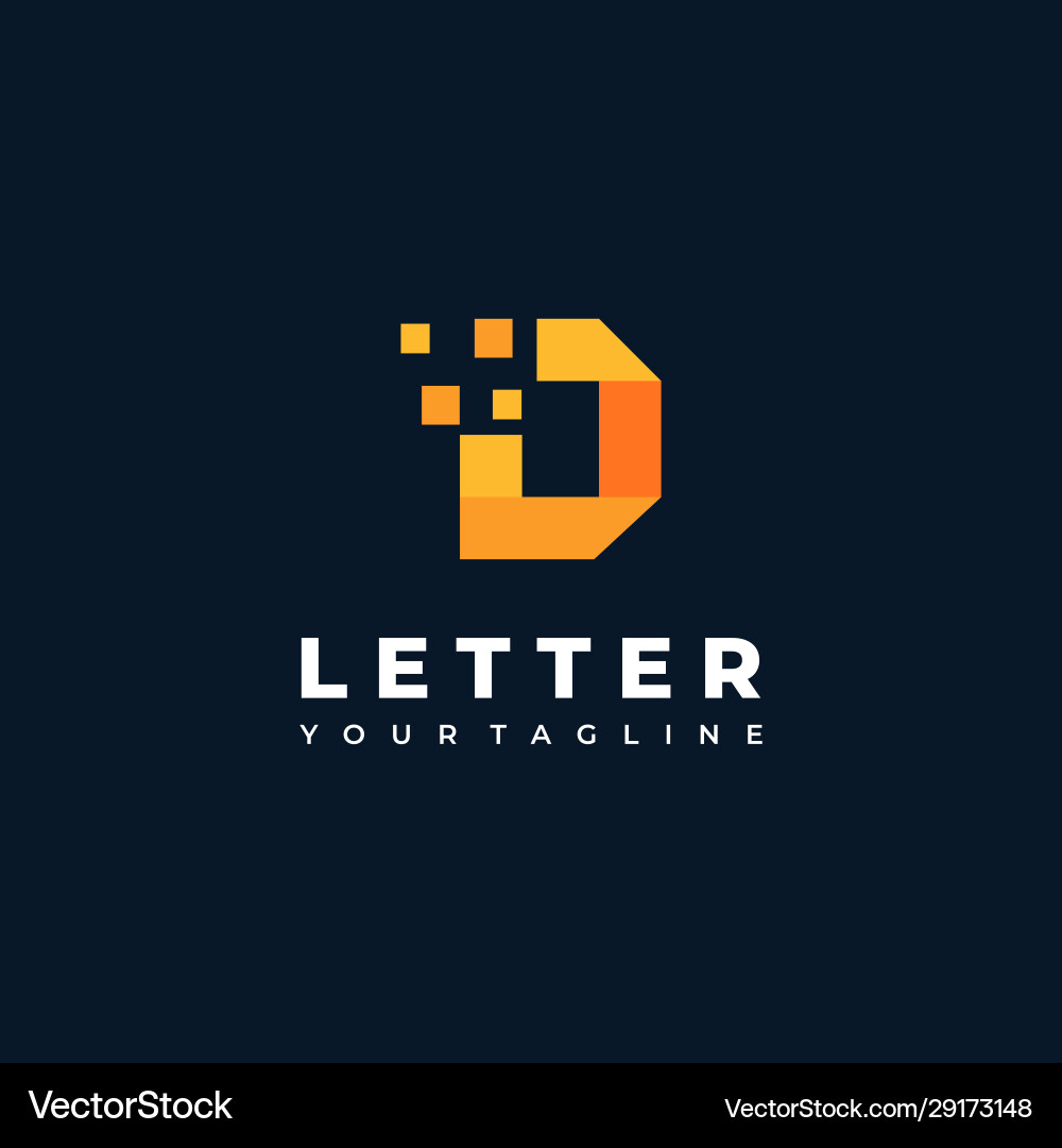 Logo letter d flat color line art Royalty Free Vector Image