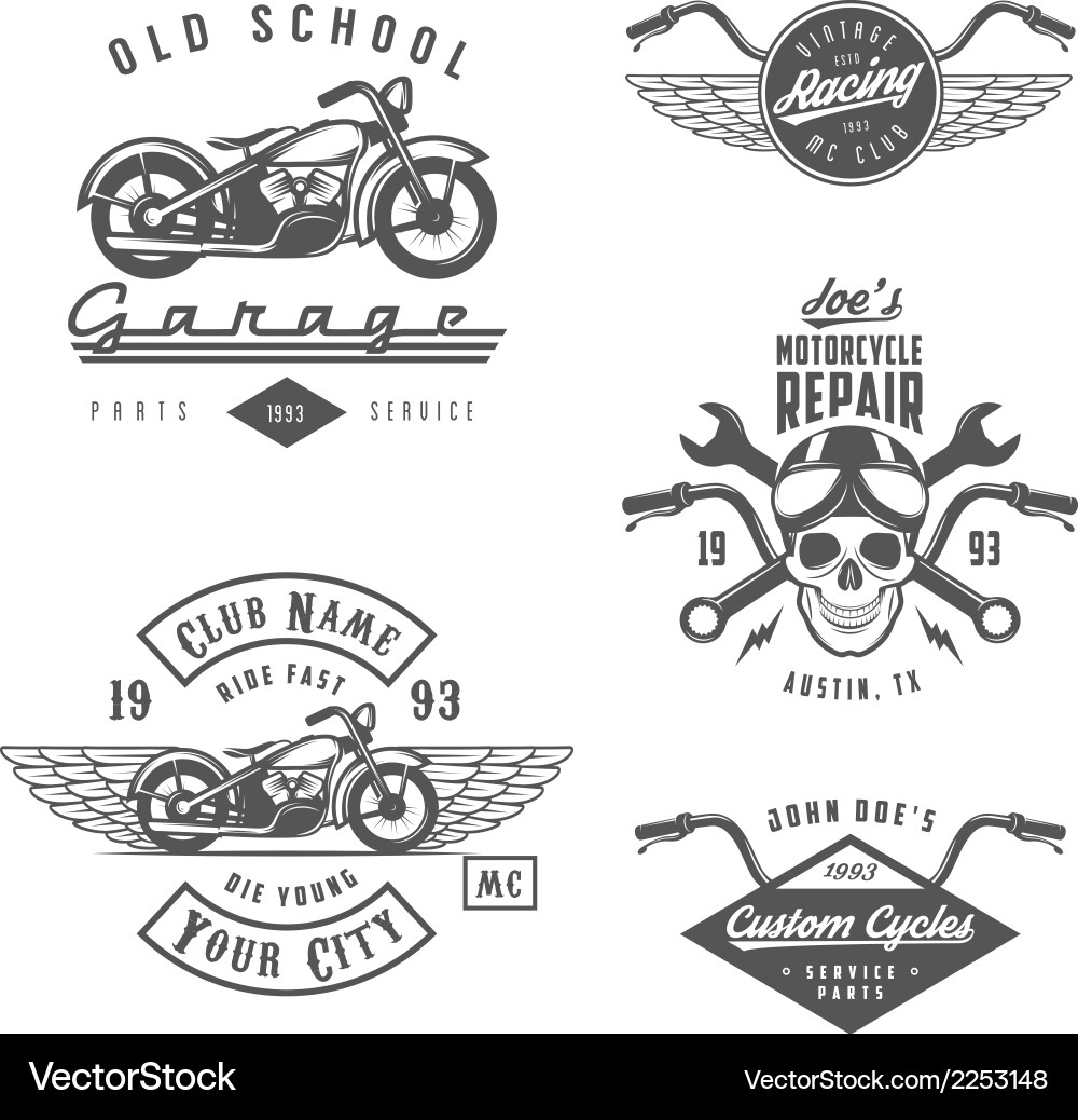 Set of vintage motorcycle design elements Vector Image