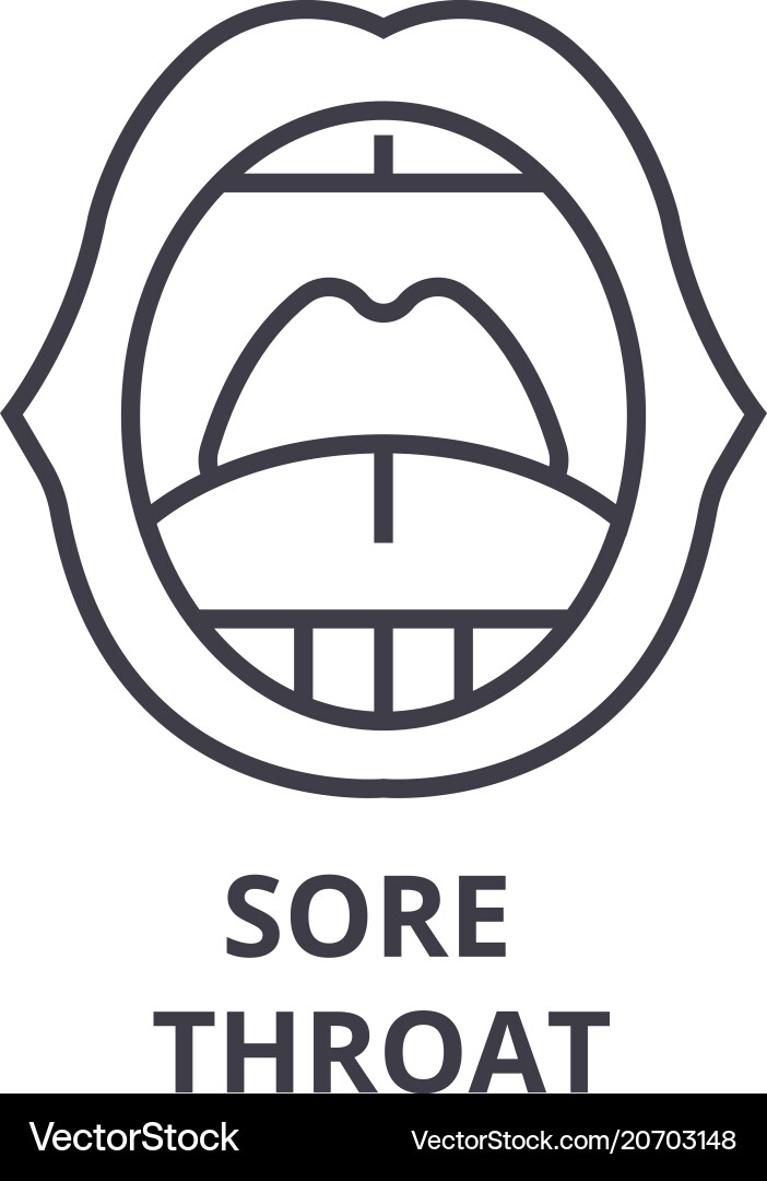 Sore throat thin line icon sign symbol Royalty Free Vector