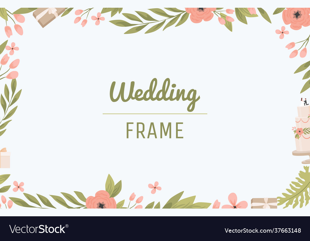 Wedding frame flat design rectangular border Vector Image