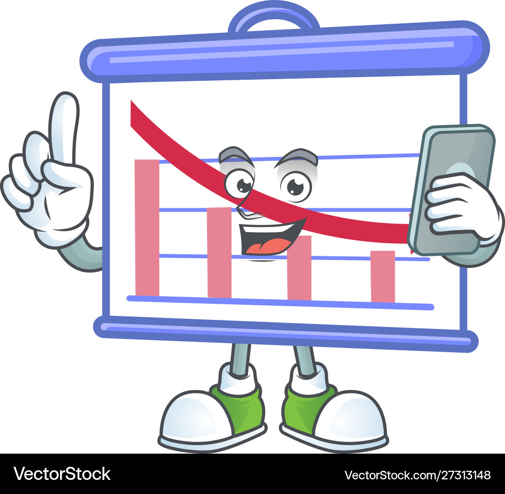 With phone down graphic board cartoon character Vector Image