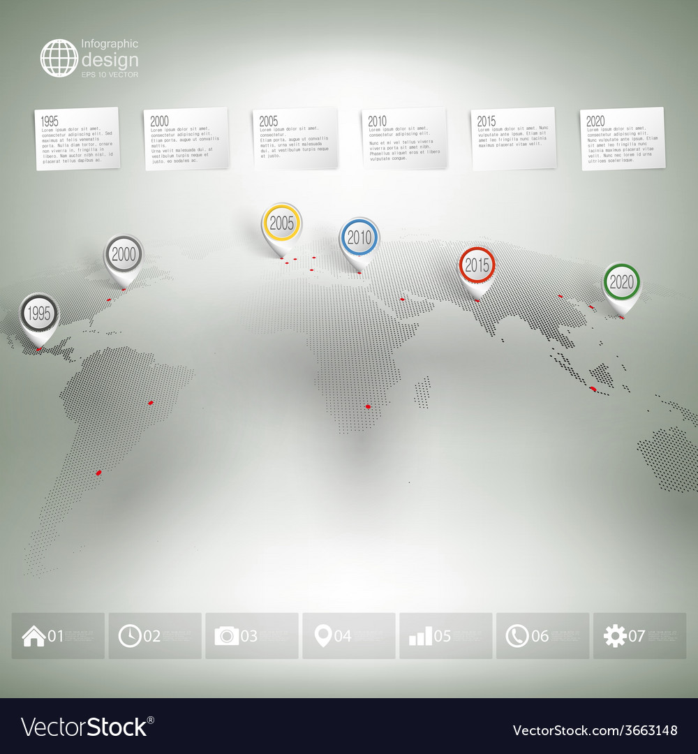 World map with pointer marks infographic Vector Image