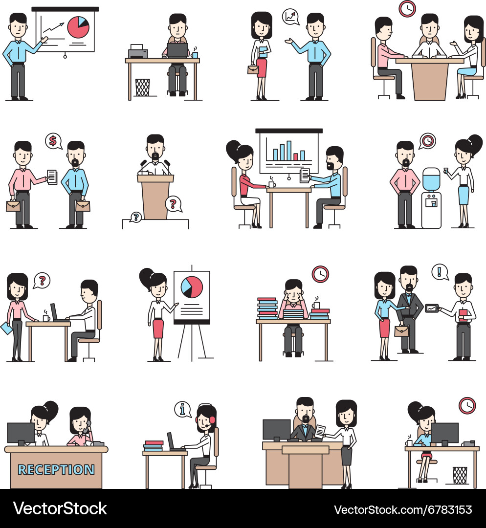 Business People Workplace Icons Set Royalty Free Vector