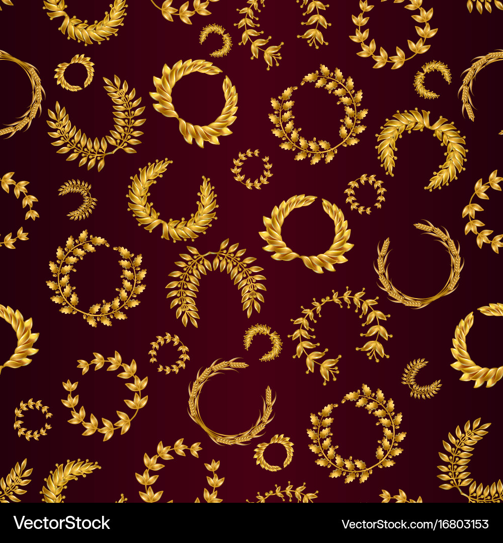 Cartoon premium gold wreath seamless pattern Vector Image
