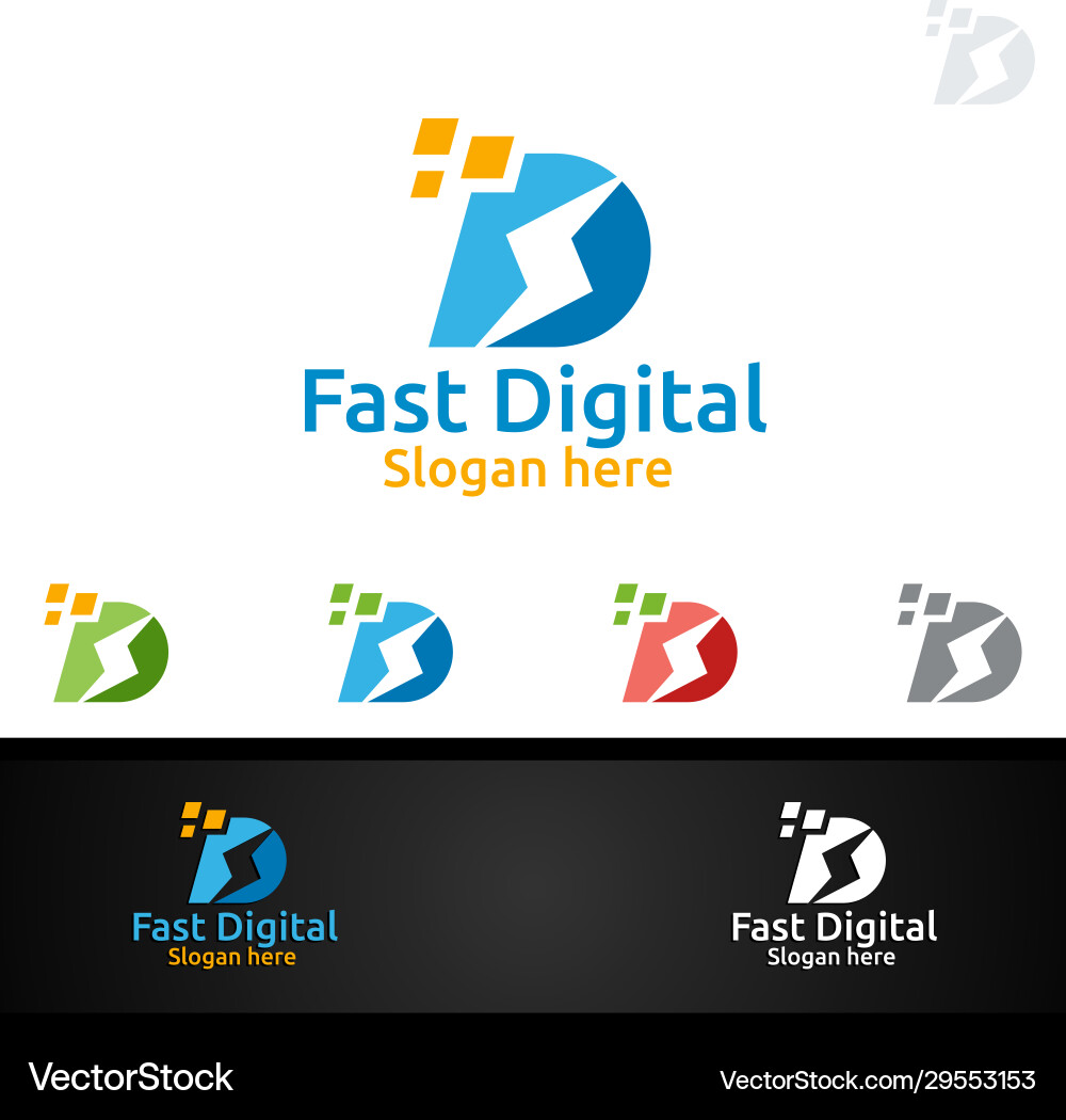 Fast digital letter d for marketing Royalty Free Vector