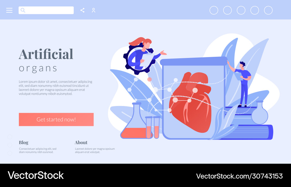Lab-grown organs concept landing page Royalty Free Vector