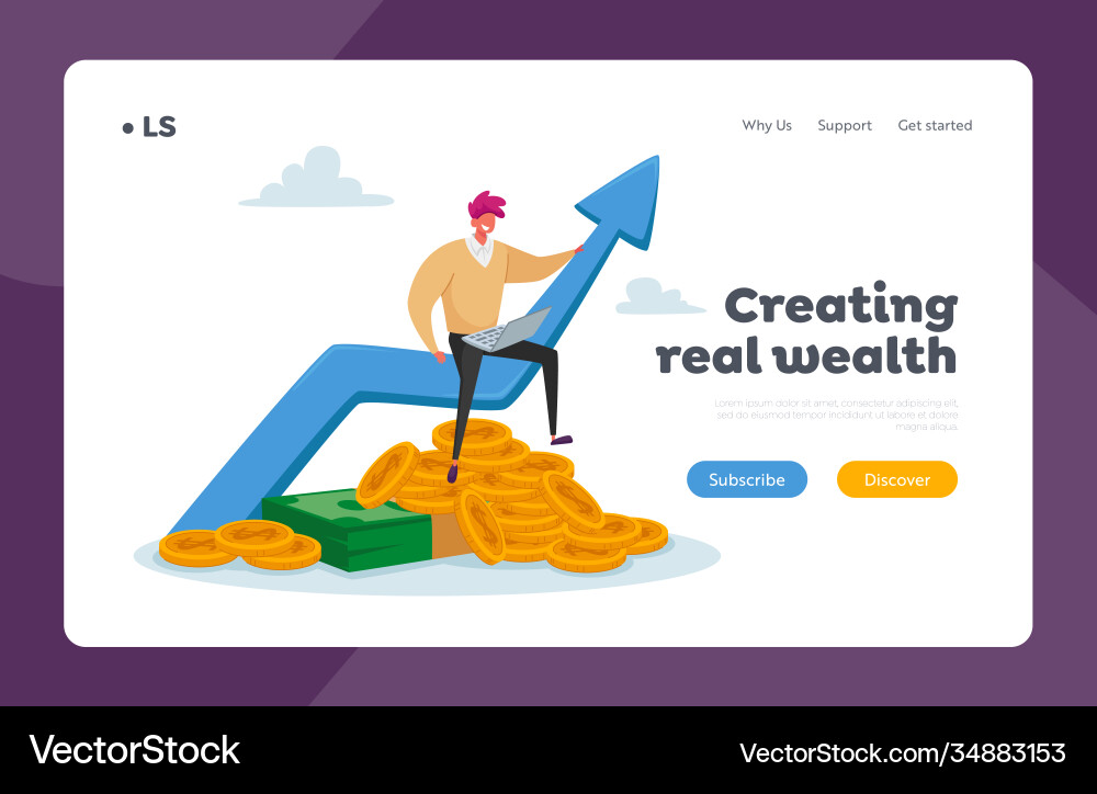 Money income growth landing page template tiny Vector Image