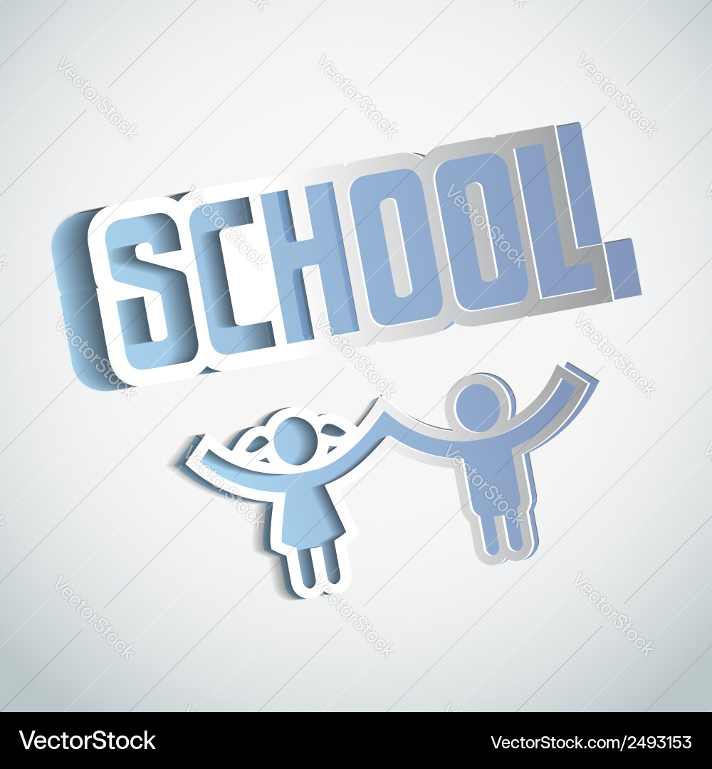 Paper craft school sign design Royalty Free Vector Image