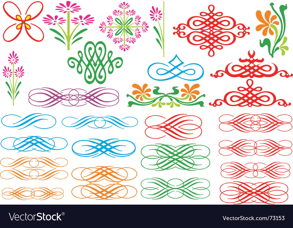 Set of border and pattern Royalty Free Vector Image