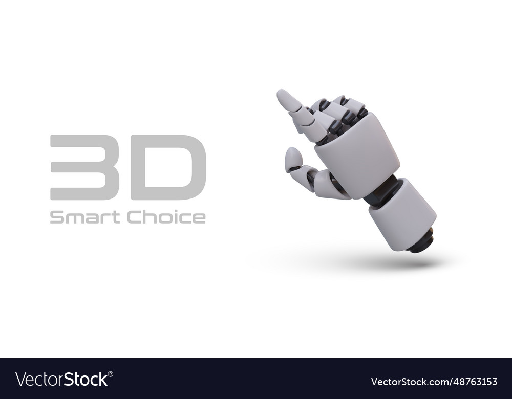 Smart choice 3d robotic hand points Royalty Free Vector