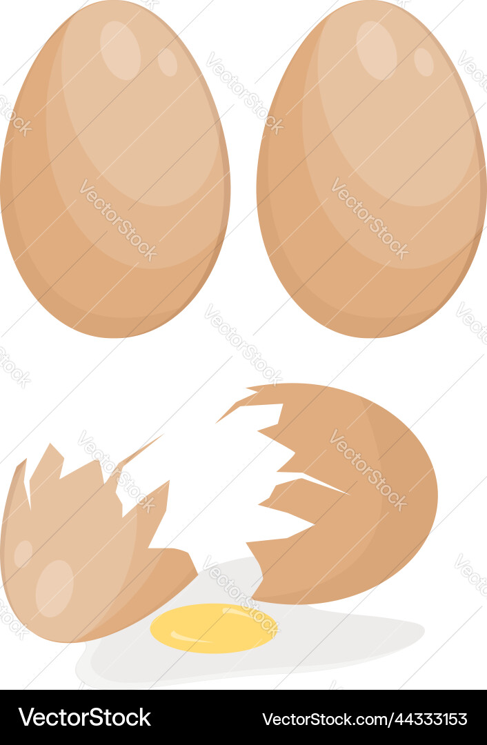 Two cracked eggs on a white background Royalty Free Vector
