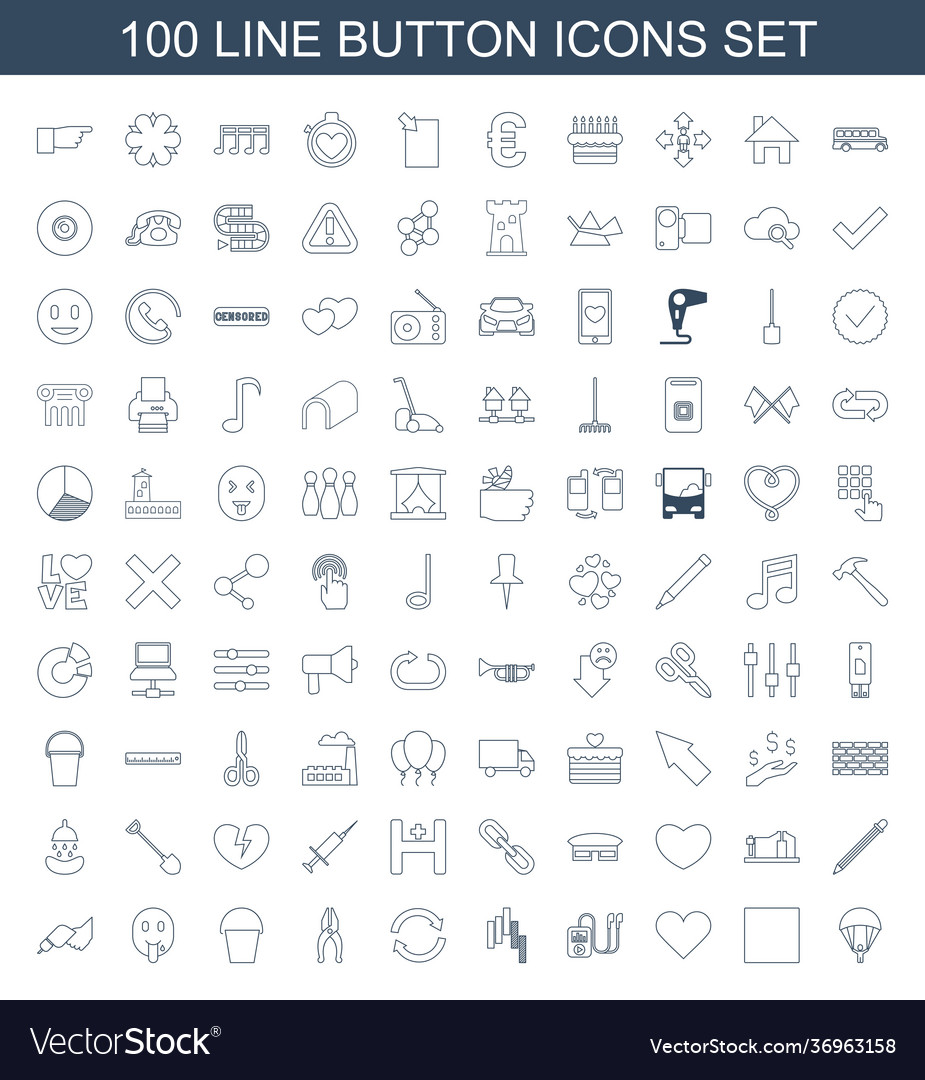 100 button icons Royalty Free Vector Image - VectorStock