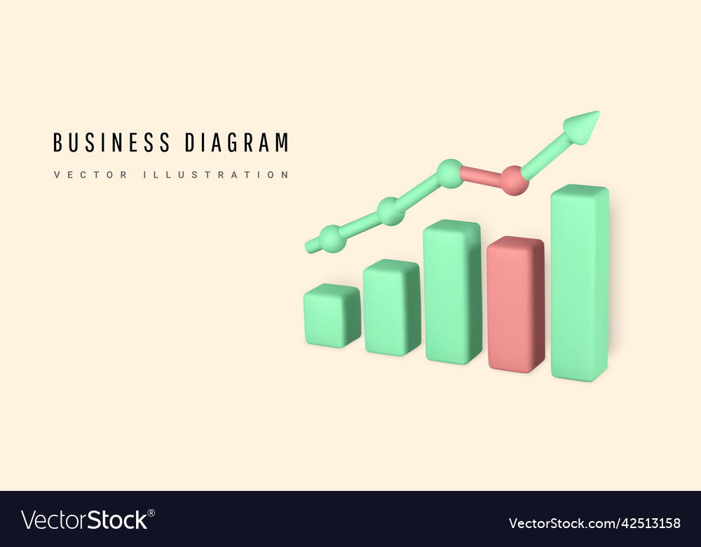 3d statistics finance chart graph analytics Vector Image