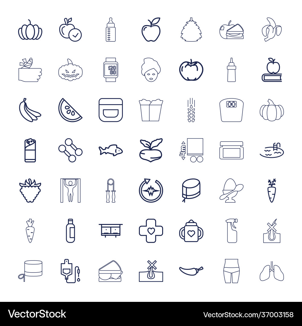 49 healthy icons Royalty Free Vector Image - VectorStock