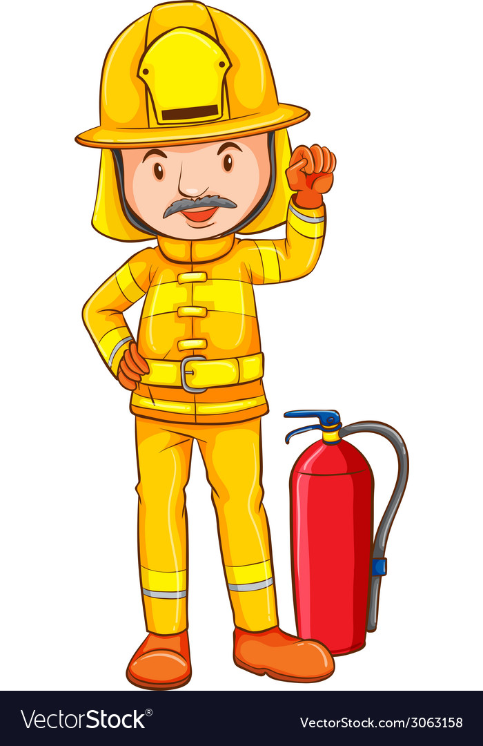 A Coloured Drawing Of Fireman Royalty Free Vector Image