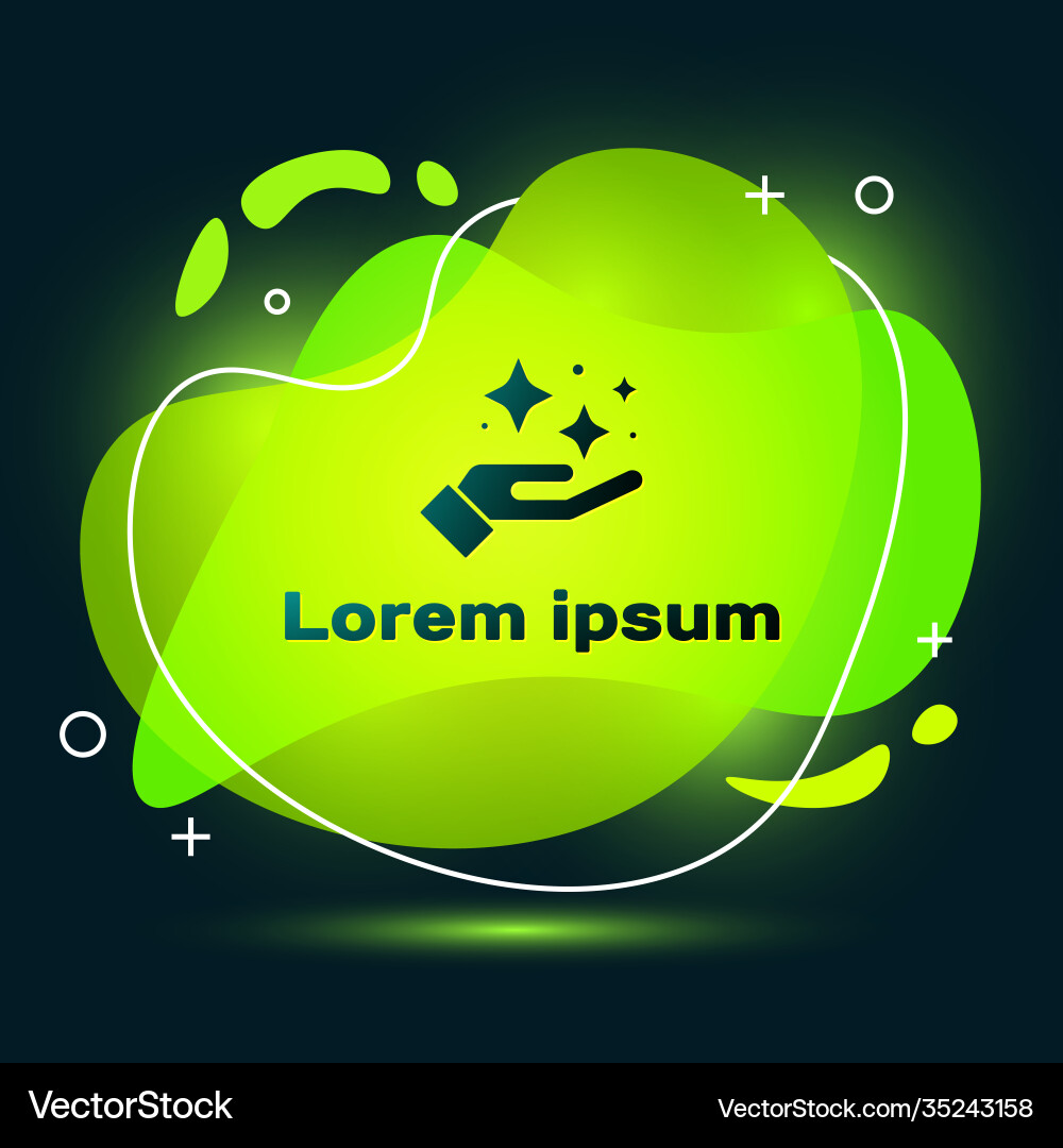 Black sparkle stars with magic trick icon isolated