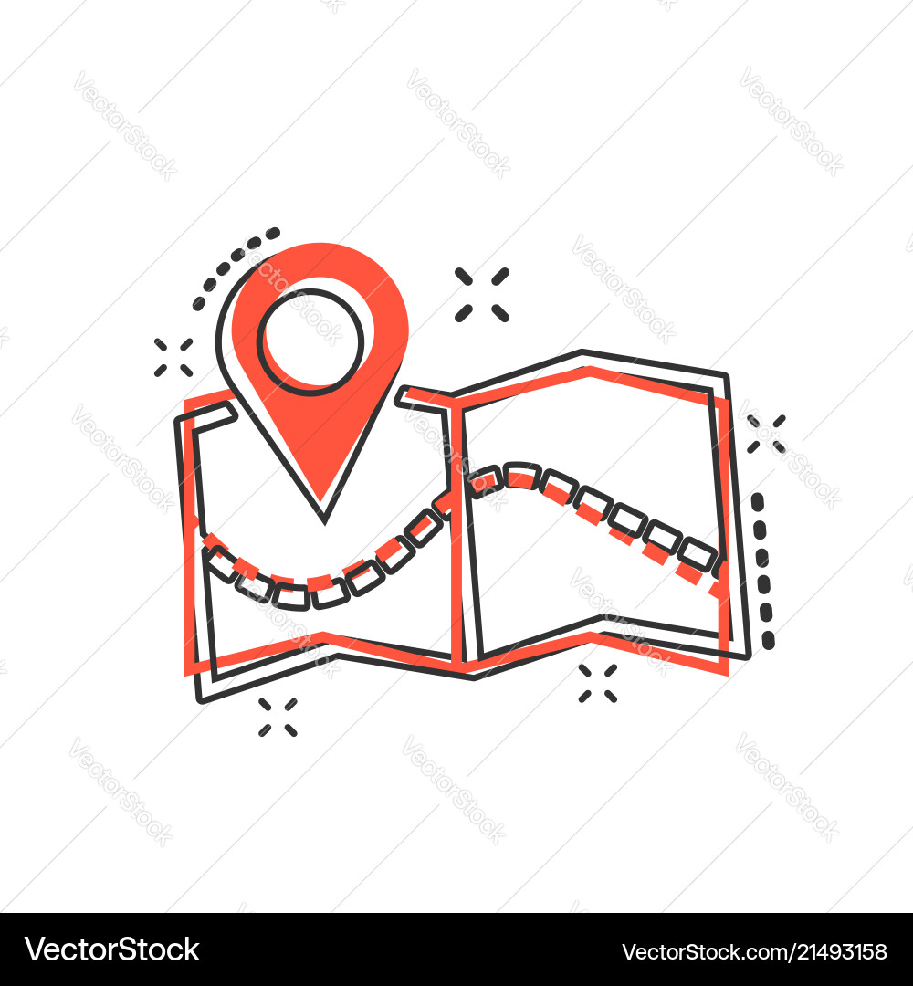 Cartoon pin on the map icon in comic style map Vector Image