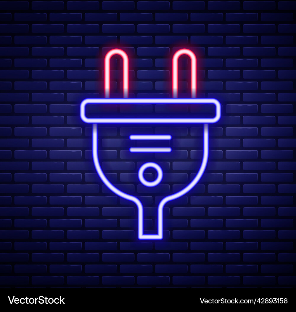 Glowing neon line electric plug icon isolated Vector Image