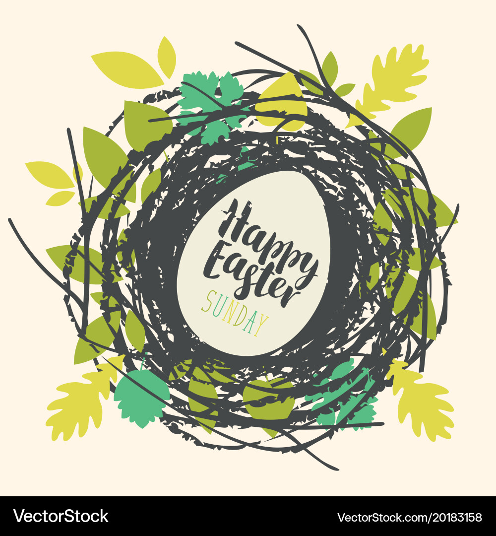 Greeting card with easter egg in a birds nest Vector Image
