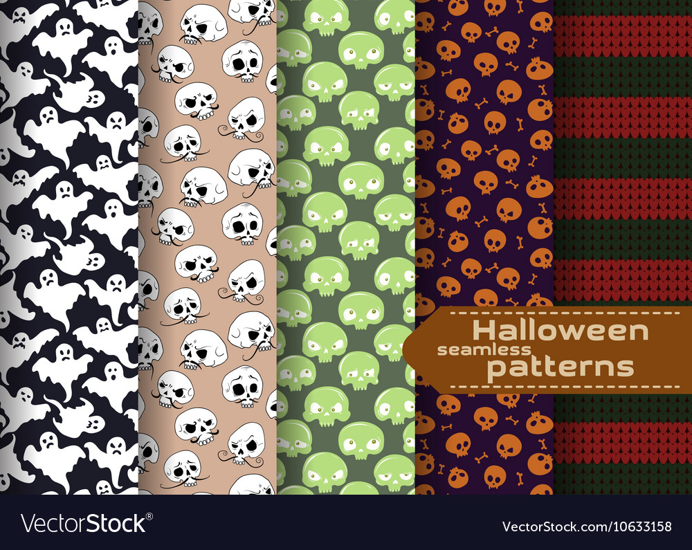 Halloween patterns set Royalty Free Vector Image