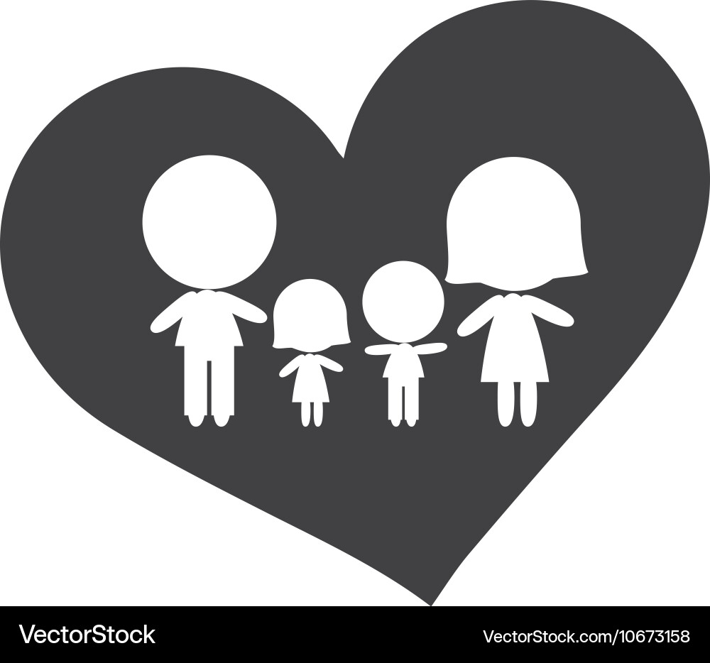 Heart shape with family Royalty Free Vector Image