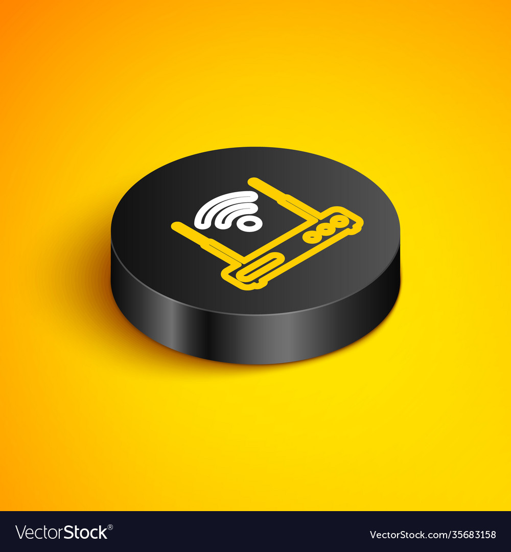 Isometric Line Router And Wi Fi Signal Symbol Icon