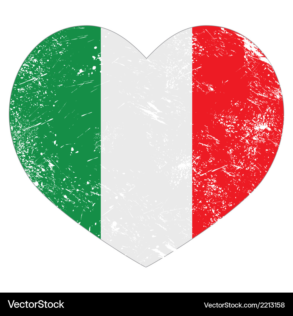 Italy heart retro flag Royalty Free Vector Image