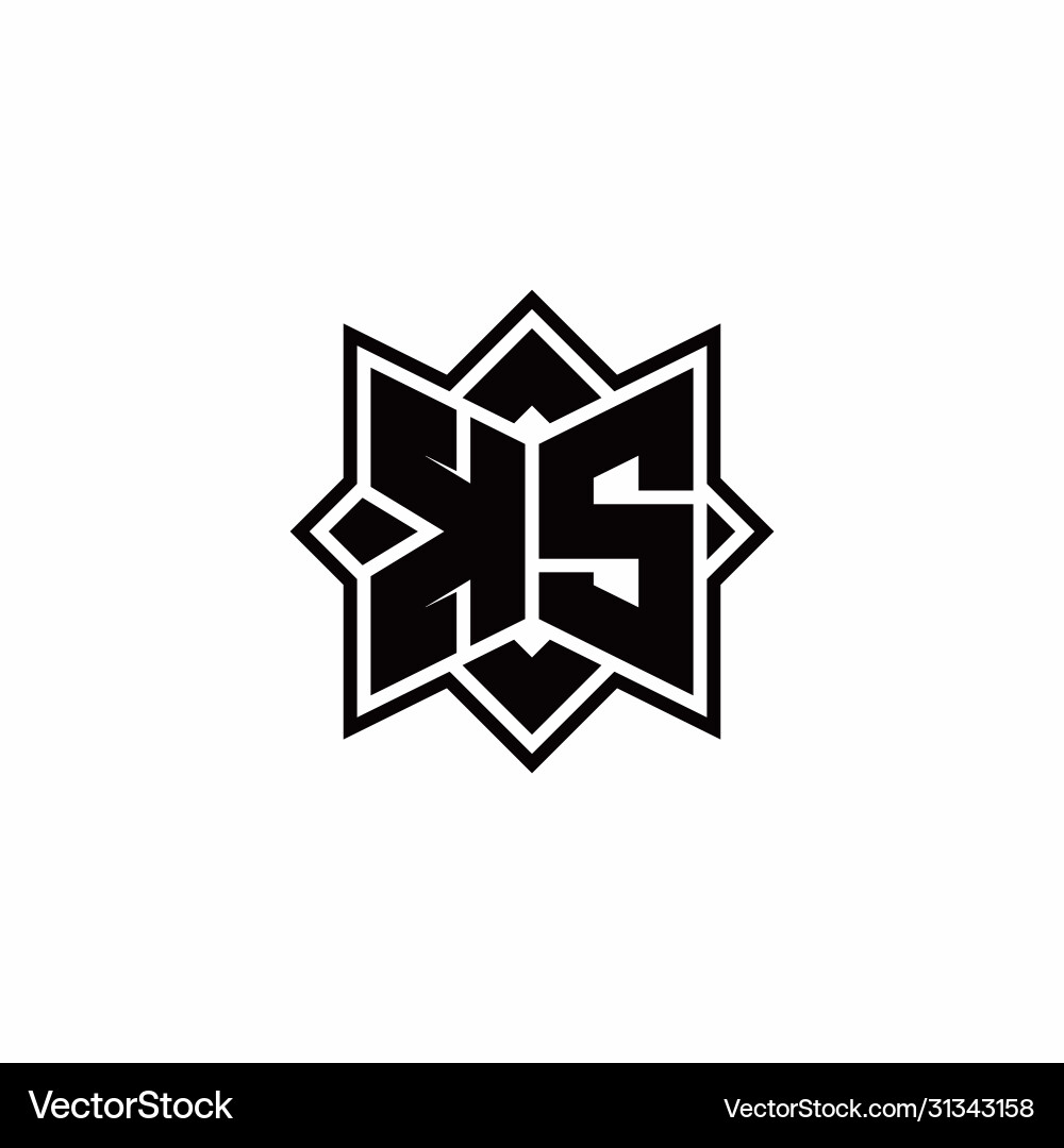 Ks monogram logo with square rotate style outline Vector Image