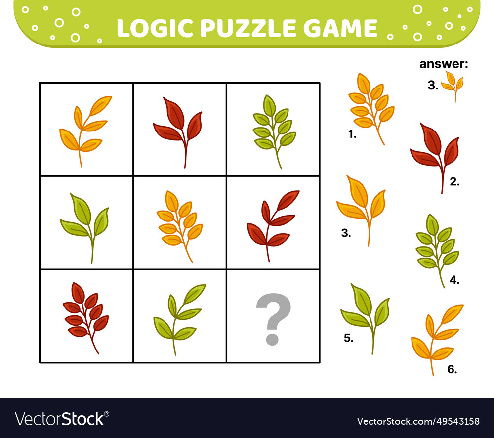 Logic puzzle game fallen autumn leaves for kids Vector Image