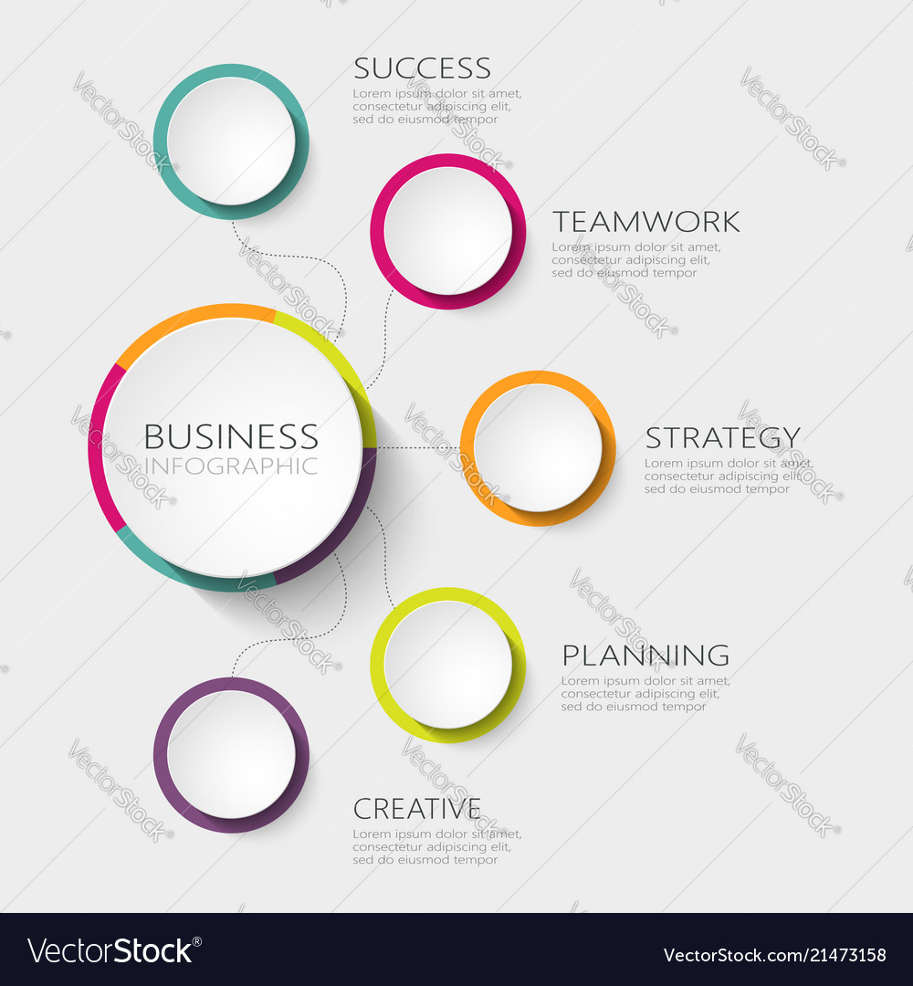 Modern abstract 3d infographic template with five Vector Image