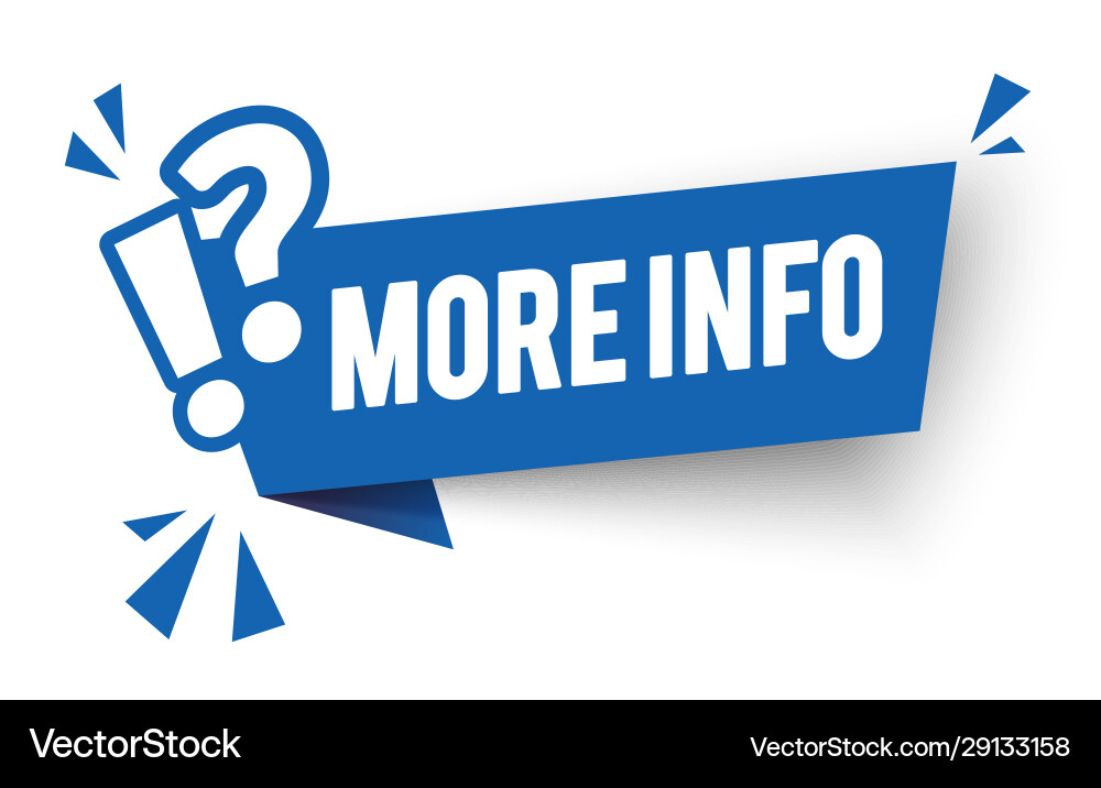 Modern blue flat label more informaton banner Vector Image
