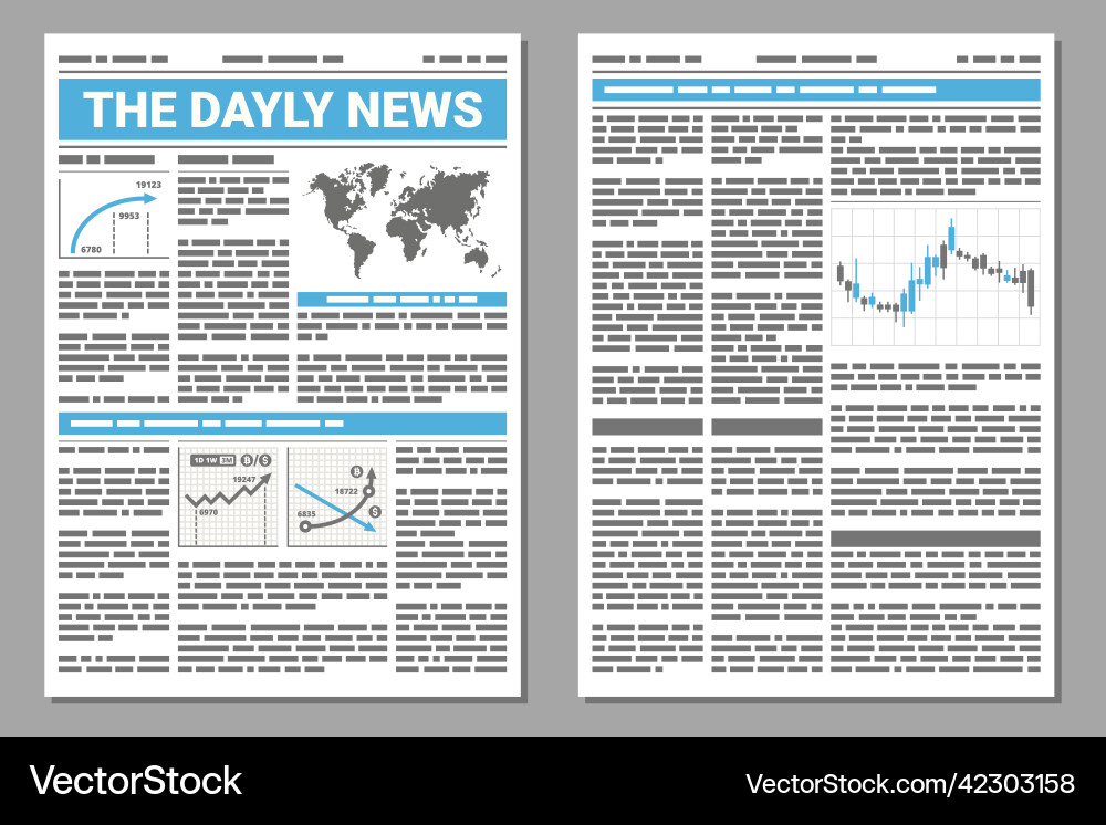 Realistic newspaper icon set on white background Vector Image