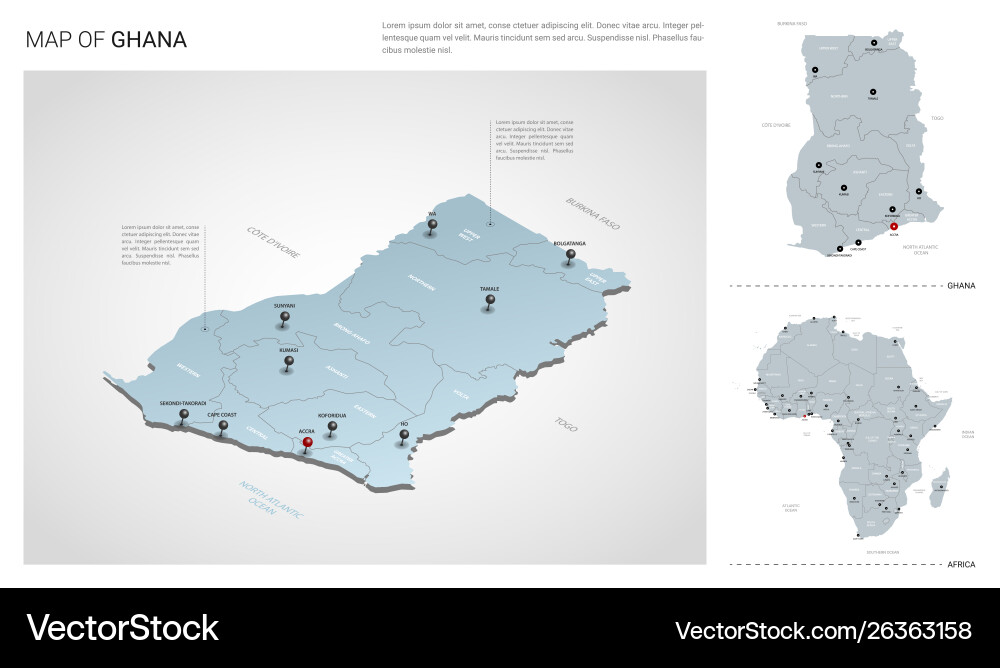 Set ghana country isometric 3d map Royalty Free Vector Image