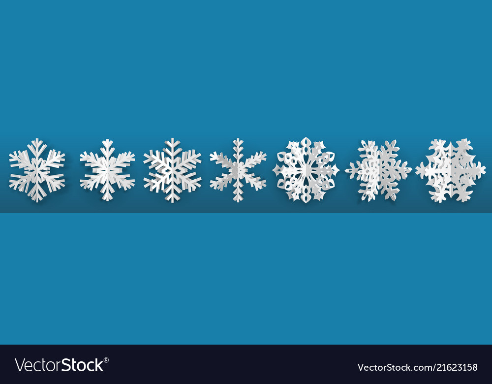 Set of three-dimensional paper snowflakes Vector Image